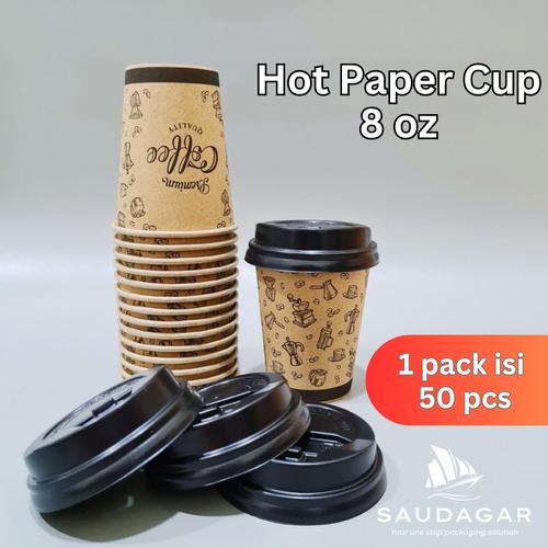 Jual Gelas kertas 8 oz ( 240 ml ) / Hot paper cup / Gelas kopi - Coklat Motif - Jakarta Barat ...