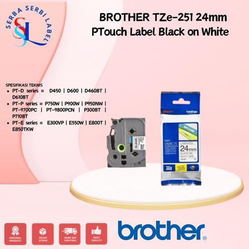 Jual BROTHER TZe-251 24mm PTouch Tape Label Barcode TZe251 Black on ...