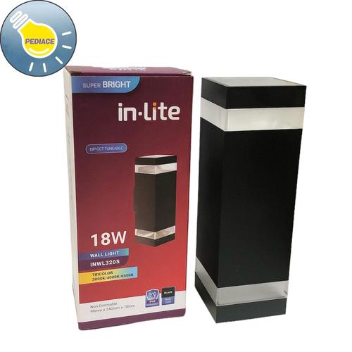 Jual Lampu Dinding 18W INLITE INWL320S Hitam Kotak Cahaya Tricolor ...