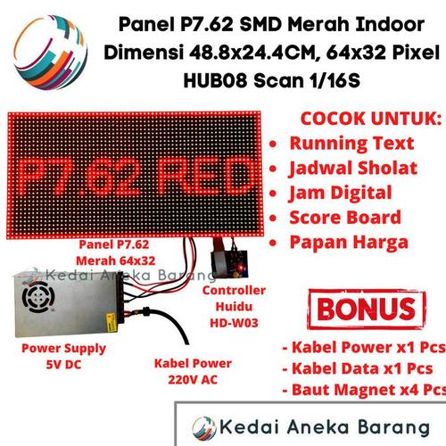 Jual PANEL MODUL LED P7.62 F5.0 F5 64X32 RUNNING TEXT SMD RED MERAH INDOOR - Kota Tangerang ...