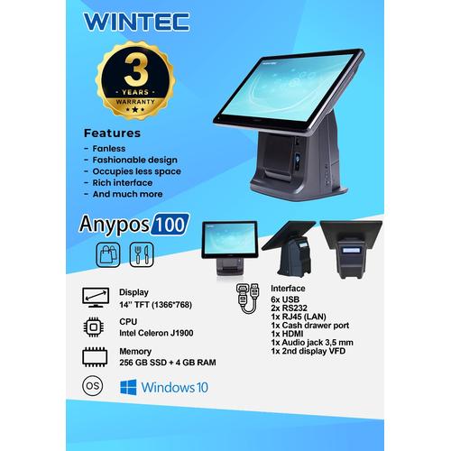 Jual Mesin Kasir Windows WINTEC AnyPOS 100 - Intel Celeron, 4GB RAM ...