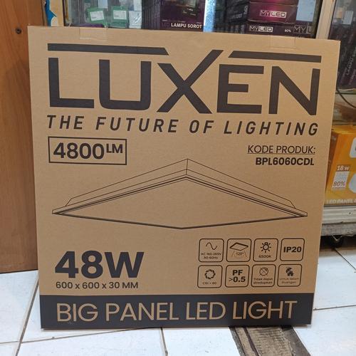 Jual LUXEN LED PANEL 48W Kotak 60X60cm CEILING PANEL LED Cahaya Putih ...