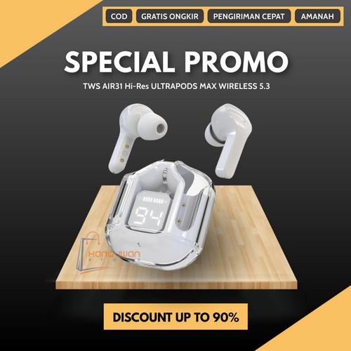Promo Ultrapods Max TWS AIR31 Hi-Res Wireless V5.3 Smart ENC IPX5 ...