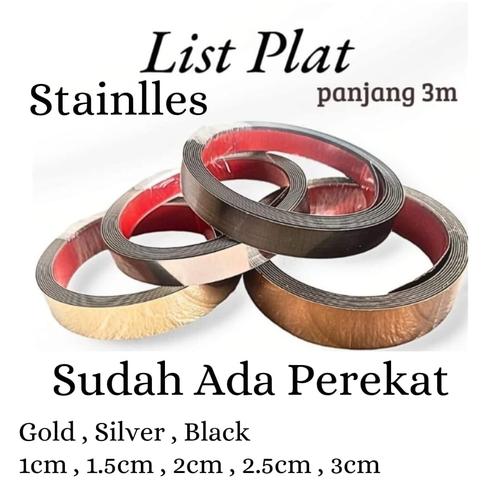 Jual LIST PLAT STAINLESS / LIST DECORASI DINDING - 1cm Gold - Jakarta ...