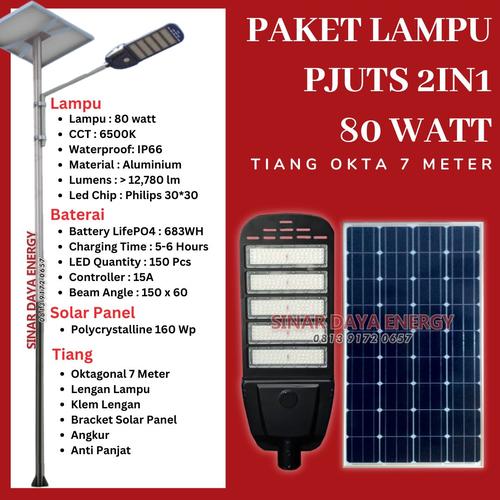 Jual Paket Lampu PJU Solarcell 80W Tiang 7 Meter Oktagonal - Kota ...