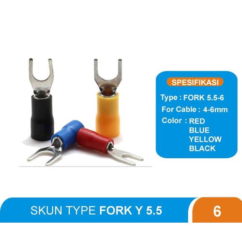 Jual Isi 100 Pcs Skun Y Untuk Kabel Terminal Tipe SV 5.5 - 6 Warna Kuning Merah Biru Kabel 4mm ...