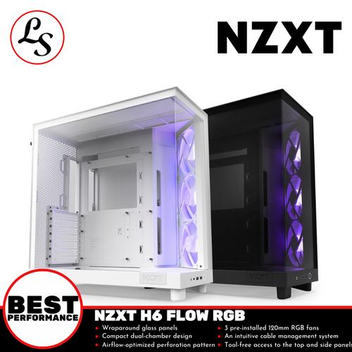 Jual NZXT CASE H6 Flow RGB Compact Dual-Chamber with 3 RGB Fans - Putih ...