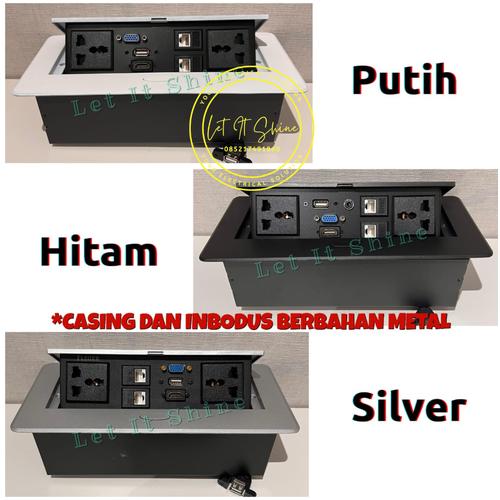Jual Stop Kontak Meja Pop Up 2 Stopkontak Universal HDMI DATA LAN VGA ...