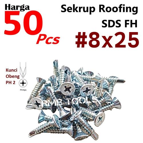 Jual Baut Sekrup SDS Roofing FH 8x25 / Skrup 8x1inch Baja Ringan Flat ...
