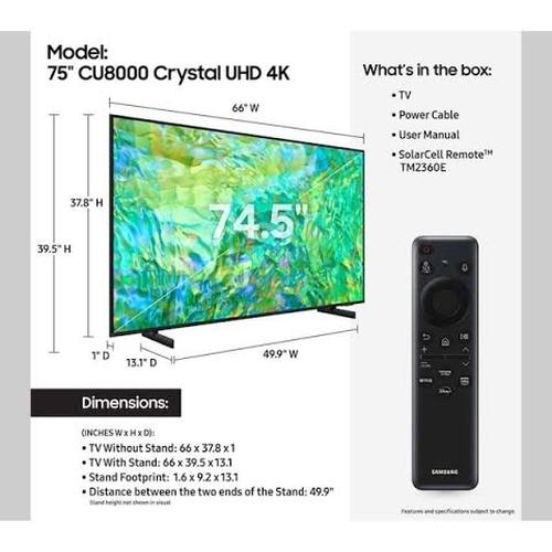 Jual Led Samsung 75.inch Crystal UHD 4K SMART TV 2160p AIR SLIM DESIGN 75CU8000 - TV+PACK BOX ...