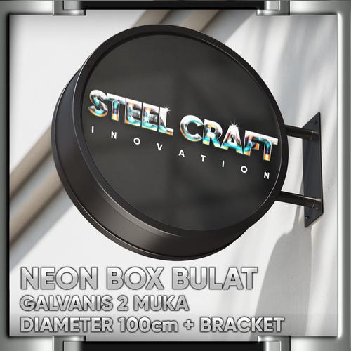 Jual Neon Box Bulat 2 Muka 100cm Frame Galvanis Plus Bracket Tinggal ...