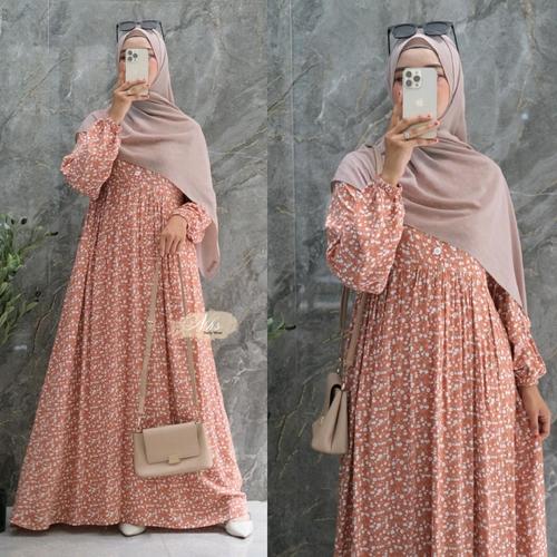 Promo Libra Maxy#6 gamis dress jumbo Kancing Muslim - apricot, L - Kab ...