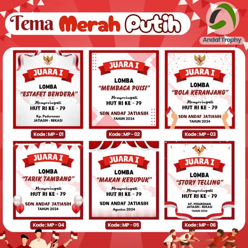 Jual Stiker Label/Plat Piala (Trophy) - Merah Putih - Kota Bekasi ...