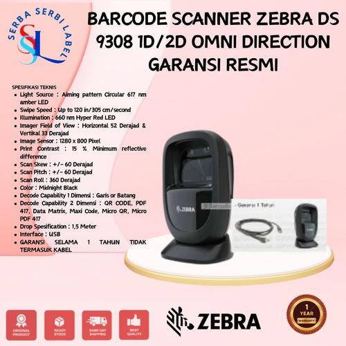 Jual BARCODE SCANNER ZEBRA DS 9308 1D/2D OMNI DIRECTION Garansi RESMI ...