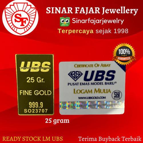 Jual Logam Mulia UBS 25 Gram Kemasan Baru 99.99% Bersertifikat Lengkap - Jakarta Barat ...