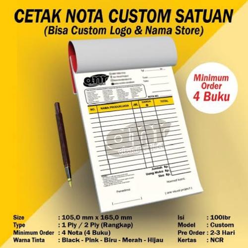Jual Cetak nota bon / kwitansi satuan - 1 PLY WARNA, A5 (14,8x21cm ...