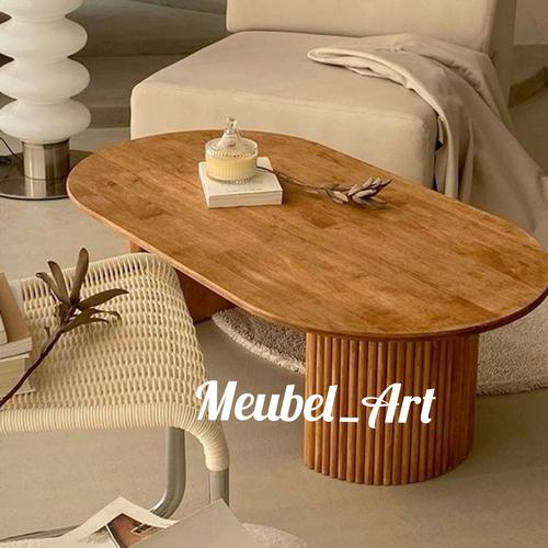 Jual coffee table oval meja tamu kayu minimalis modern, meja tamu oval ...