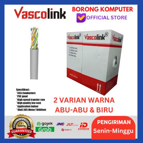 Promo Kabel LAN UTP cat6 / Cat 6 Vascolink Original 1 roll 305 Meter - Abu-abu Cicil 0% 3x ...