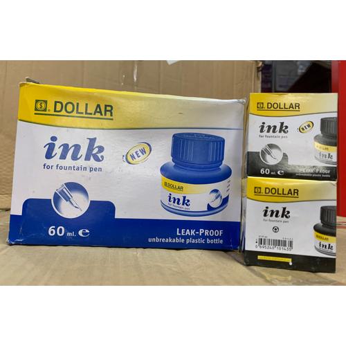 Jual tinta dollar fountain pen isi 60 ml warna hitam / merah / biru ...