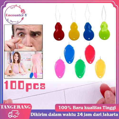 Jual 100pcs/Set Mata Nenek Needle Threader Oval Alat Masukin Benang Ke ...