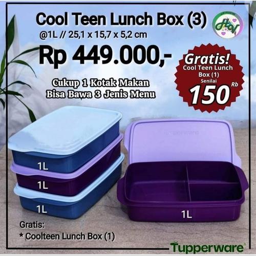 Jual tempat makan bersekat Tupperware Divided Lunch Box 1L - 1pcs=biru ...