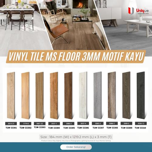 Jual Vinyl Tile MS Floor 3mm Motif Kayu / Lantai Vinyl Plank Stone ...