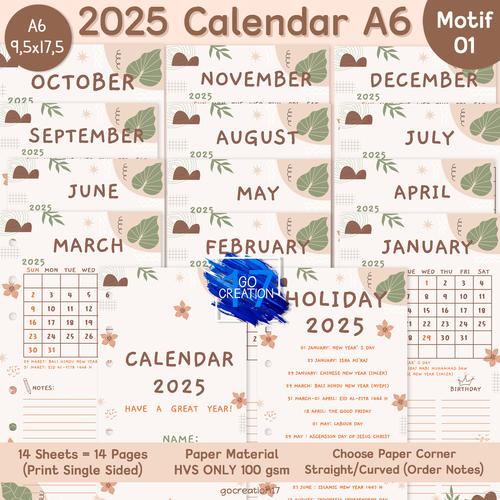 Jual Isi Binder Calendar / Kalender A6 (6 Ring) - 2025 Motif 01 - Kota ...
