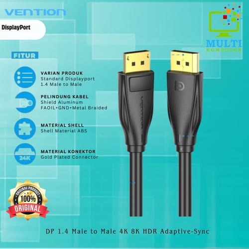 Jual Vention Kabel DisplayPort DP 1.4 Male to Male 4K 8K HDR Adaptive ...