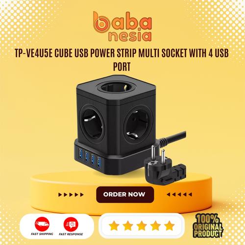 Jual TP-VE4U5E Cube USB Power Strip Multi Socket With 4 USB Port Stop ...