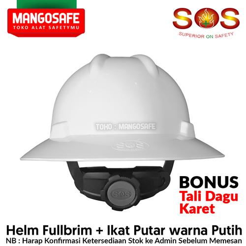 Jual Helm Safety Proyek Fullbrim SOS warna Putih + ikat Kepala Putar ...