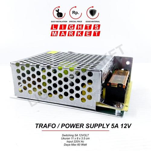 Jual Power Supply 12V 5A Trafo Led Strip Cctv Neon Flex Dc Murah ...