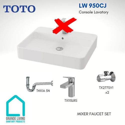 Jual TOTO Wastafel Keramik Meja LW950CJ Set Kran Mixer TX115LRS BERMUTU ...