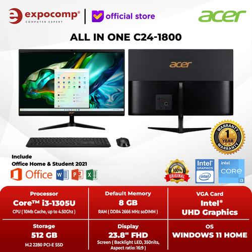 Promo ACER PC AIO ALL IN ONE C24-1800 BLACK CORE i3-1305U 8GB 512GB W11 ...