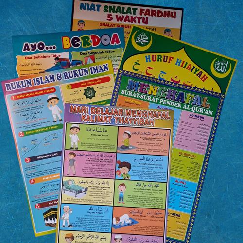 Jual PAKET 6 POSTER EDUKASI ANAK BELAJAR/POSTER DINDING/ HURUF HIJAIYAH ...