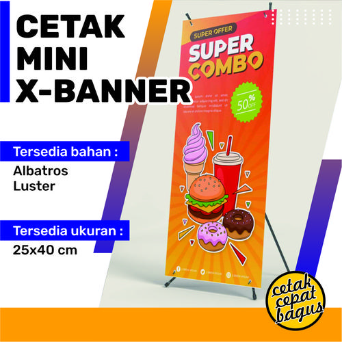 Jual Cetak Mini X Banner Ukuran 24 x 40 / 24x40 cm + Print / Gambar ...