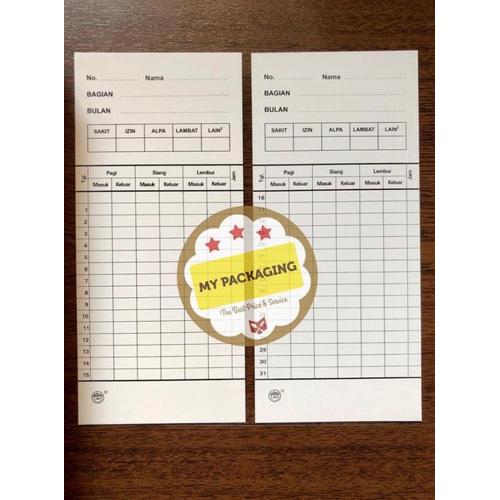 Jual KARTU ABSENSI untuk MESIN absen AMANO 100 Lembar TERLENGKAP ...