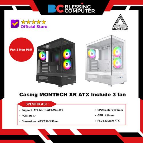 Promo Casing MONTECH XR ATX Include 3 fan - White Cicil 0% 3x - Kota ...