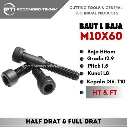 Jual Baut L Baja Hitam M10 x 60 mm Baut L M10*60 mm Half Drat & Full ...