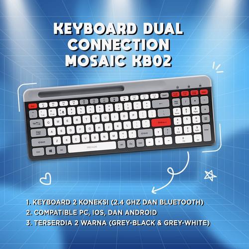 Jual Rexus KB02 Wireless Keyboard Bluetooth + 2.4 GHz Dual Connection - Grey - Black - Kota ...