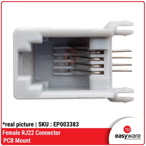 Jual 4P4C Female RJ22 Connector PCB Mount Konektor Telepon 4P4C Right ...