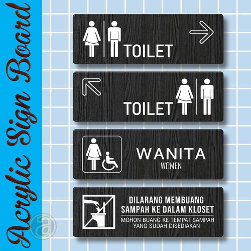 Jual Papan Rambu Tulisan Toilet Akrilik 10x30 cm - Sign Aesthetic ...