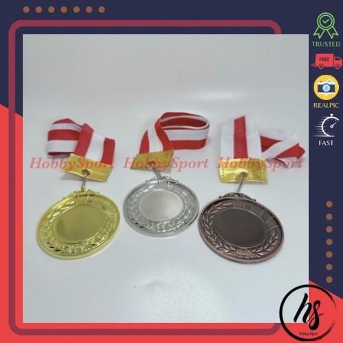 Jual Medali Logam Mendali Besi Emas Perak Perunggu Eceran Tali Merah ...