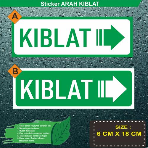 Jual Stiker Vinyl Rambu Arah Kiblat / Sign Arah Kiblat - A PUTIH - Kab ...