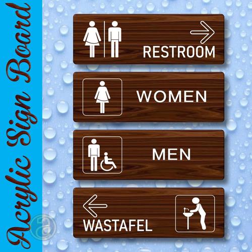 Jual Restroom Akrilik Sign Board 10x30cm Papan Tanda Petunjuk Arah ...