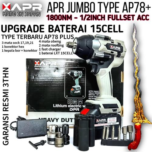 Jual APR RAJA BOR IMPACT WRENCH JUMBO 1/2INCH 1800NM AP78+ PLUS BATERAI ...