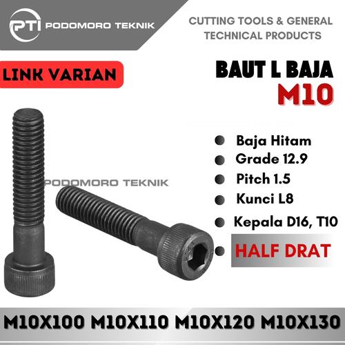 Jual Baut L Baja Hitam M10x100 M10x110 M10x120 M10x130 Baut L Half Drat M10 - M10X130 - M10X120 ...