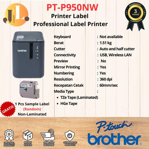 Jual BROTHER PT-P950NW PTouch Printer Label PTP950 Barcode P950 NW ...