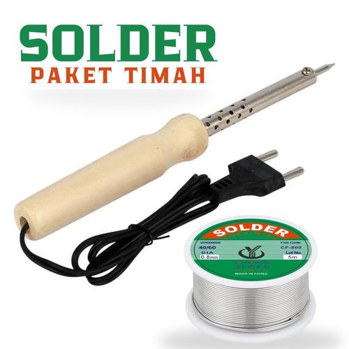 Promo PAKET SOLDER TIMAH - SOLDER LISTRIK GAGANG KAYU SET TIMAH ALAT SOLDER PAKET TIMAH SOLDER ...