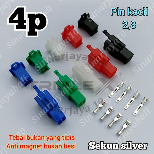 Jual soket 4pin kecil silver motor mobil socket 4 pin p 4p konektor ...