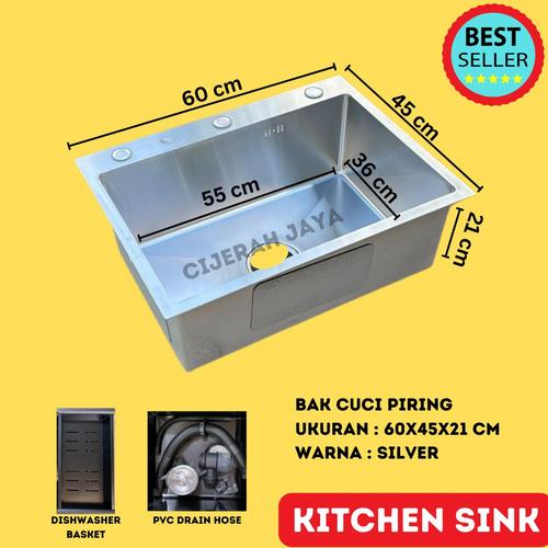 Jual BAK CUCI PIRING STAINLESS 1 LUBANG KITCHEN SINK JKM 60X45 LUBANG ...